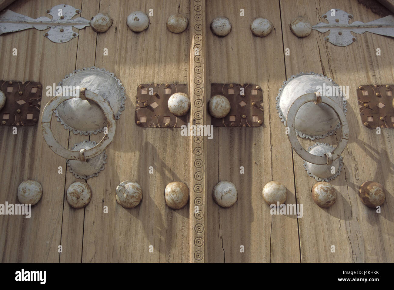 Mali, Timbuktu, wooden gate, detail, grace notes, door doorknockers ...