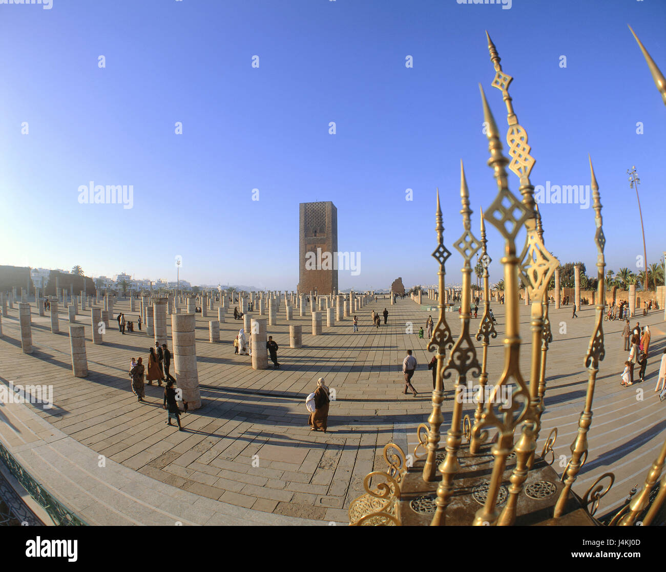 Morocco, Rabat, Hassan tower, pillars, tourists Africa, town, La tour ...