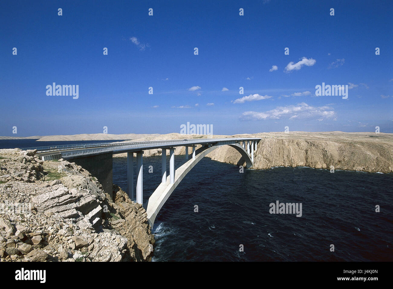 Croatia, Dalmatia, mainland, bridge, island Pag Europe, Southeast ...