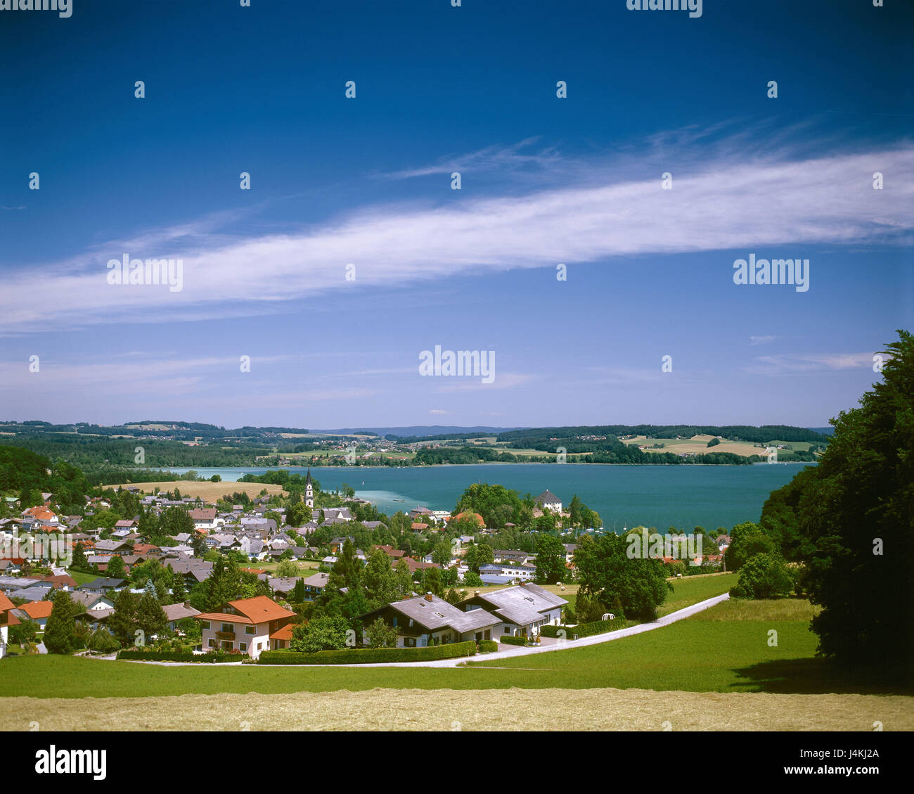 Austria, level region, matt lake, local view Europe, market parish ...