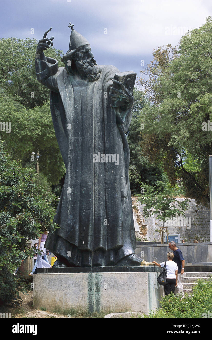 Croatia, Dalmatia, Split, tower, statue, bishop Gregor von Nin, tourist ...