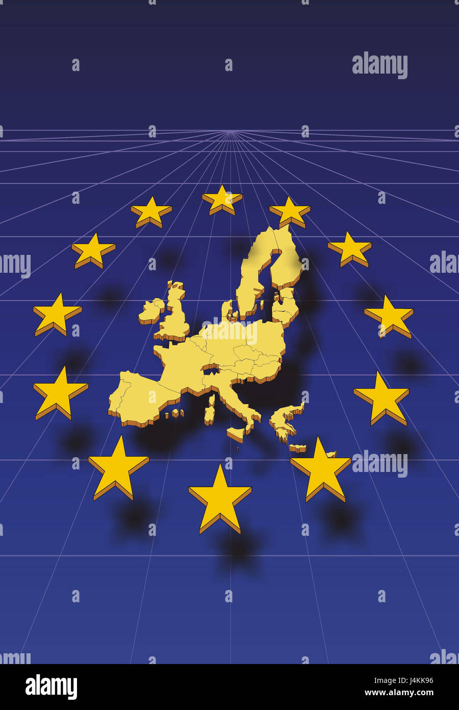 Computer graphics, the European Union, map, Europe, stars, float, co ...