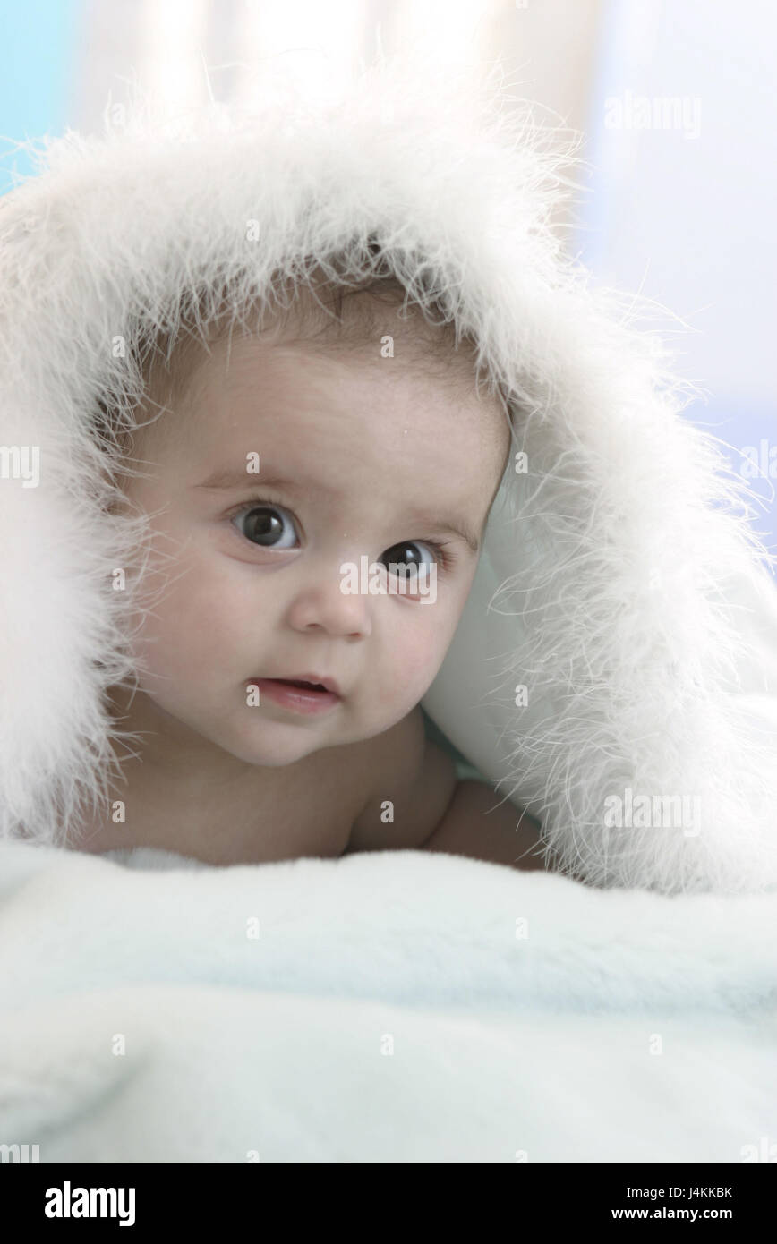 Baby, lie, caps, portrait child, small, 7 months, infant, colour of ...