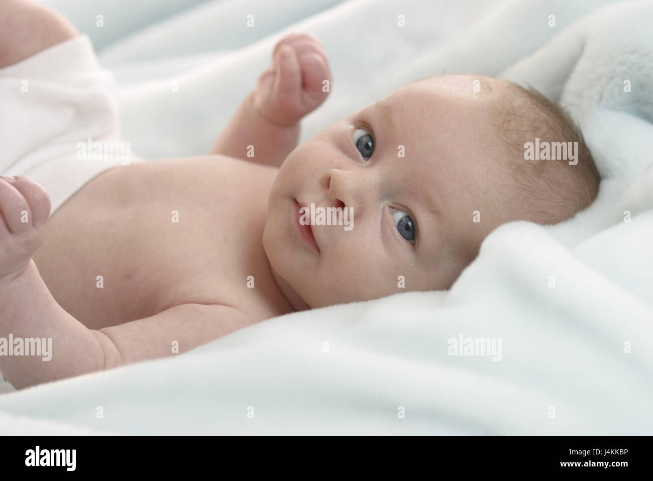 Baby, lie, caps, half portrait child, small, 6 weeks, infant, colour of ...