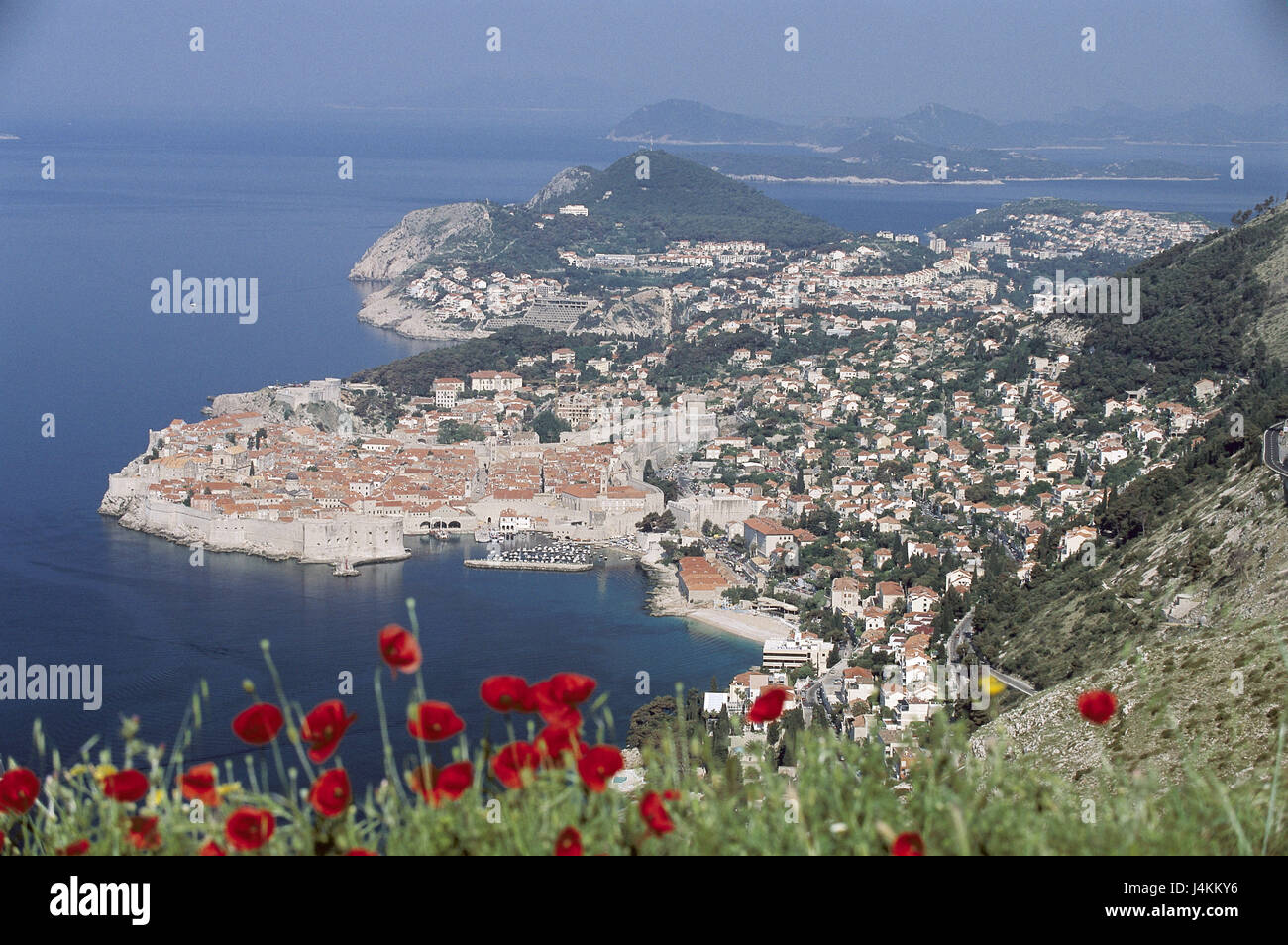 Croatia, coastal scenery, Dubrovnik, town overview Europe, Southeast ...