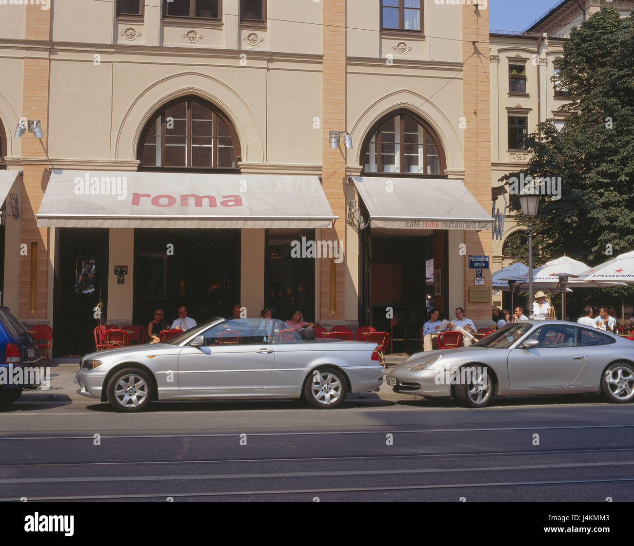 Germany, Bavaria, Munich, Maximilianstrasse, cafe Roma, street, cars ...