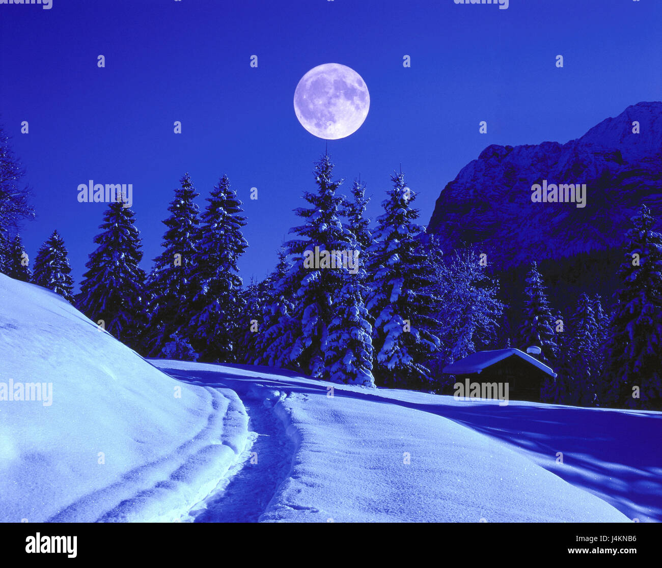Germany, Upper Bavaria, winter scenery, close Klais, way, mountains ...