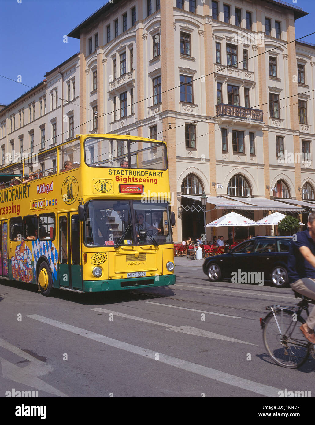 Germany, Bavaria, Munich, Maximilianstrasse, sightseeing bus Europe ...