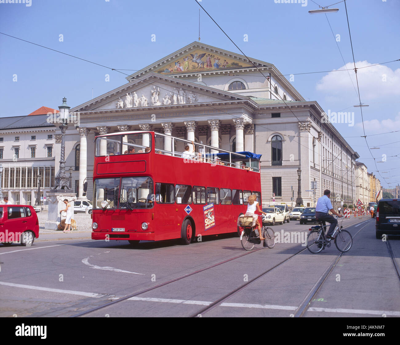 Germany, Bavaria, Munich, national theatre, sightseeing bus Europe ...