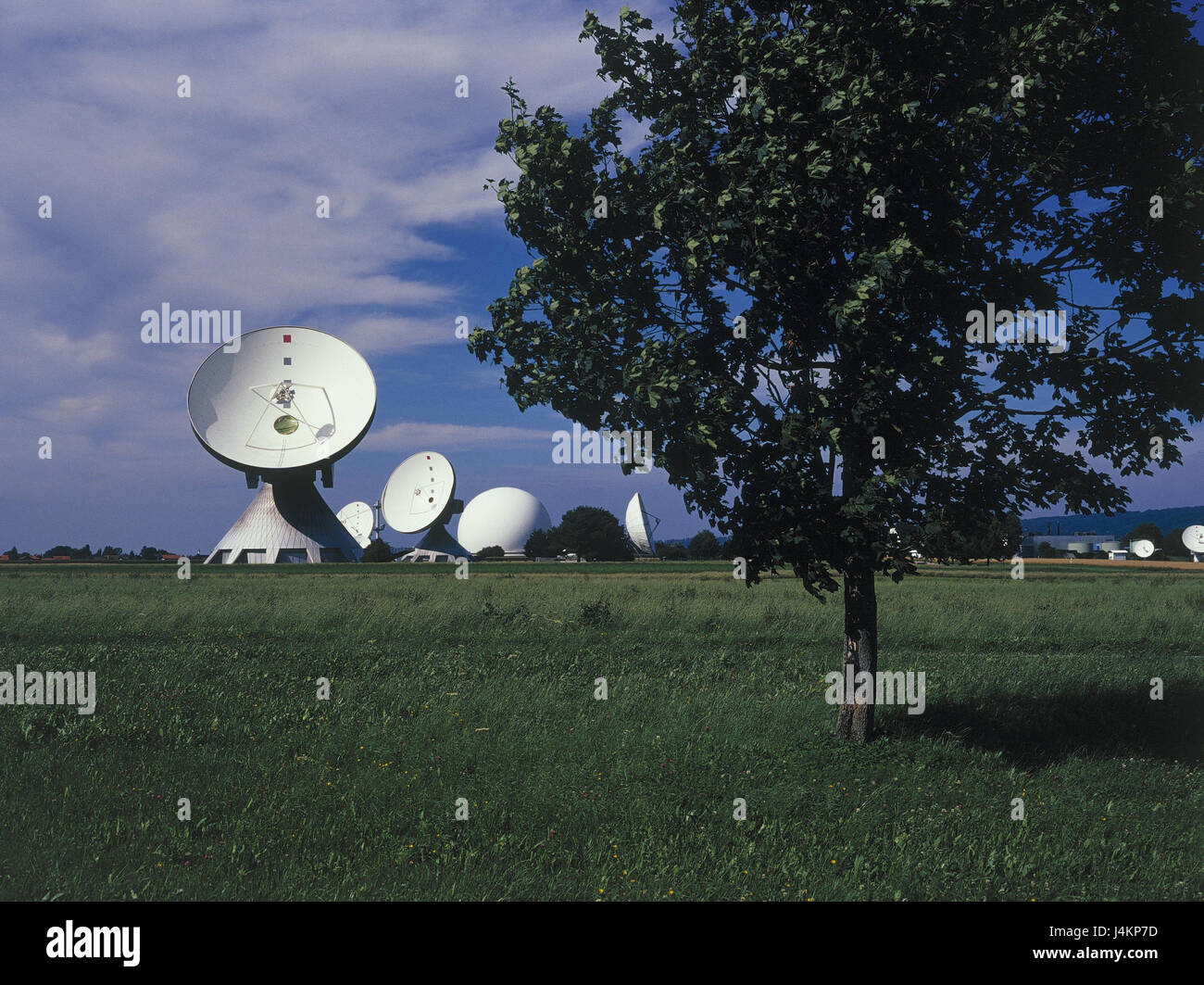 Germany, Upper Bavaria, Raisting, earth station, receiving, field ...