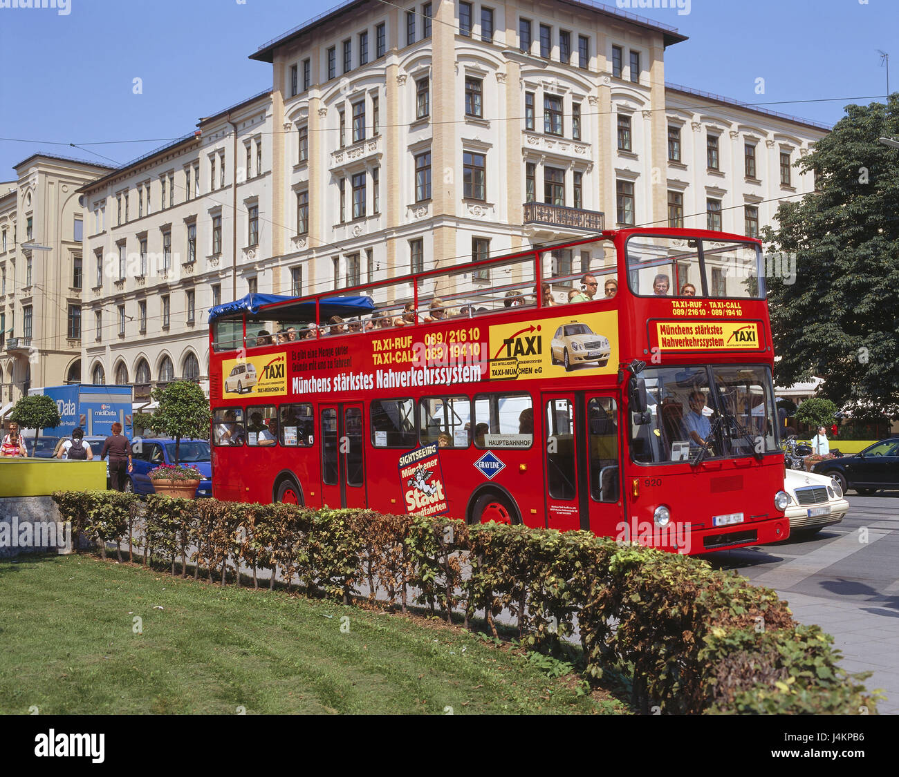 Germany, Bavaria, Munich, Maximilianstrasse, sightseeing bus Europe ...