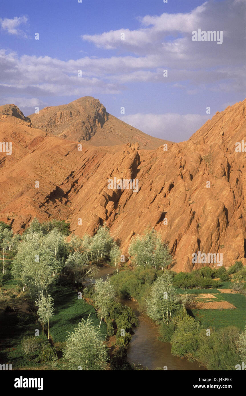 Morocco, Dades valley, mountain landscape, river, vegetation Africa ...