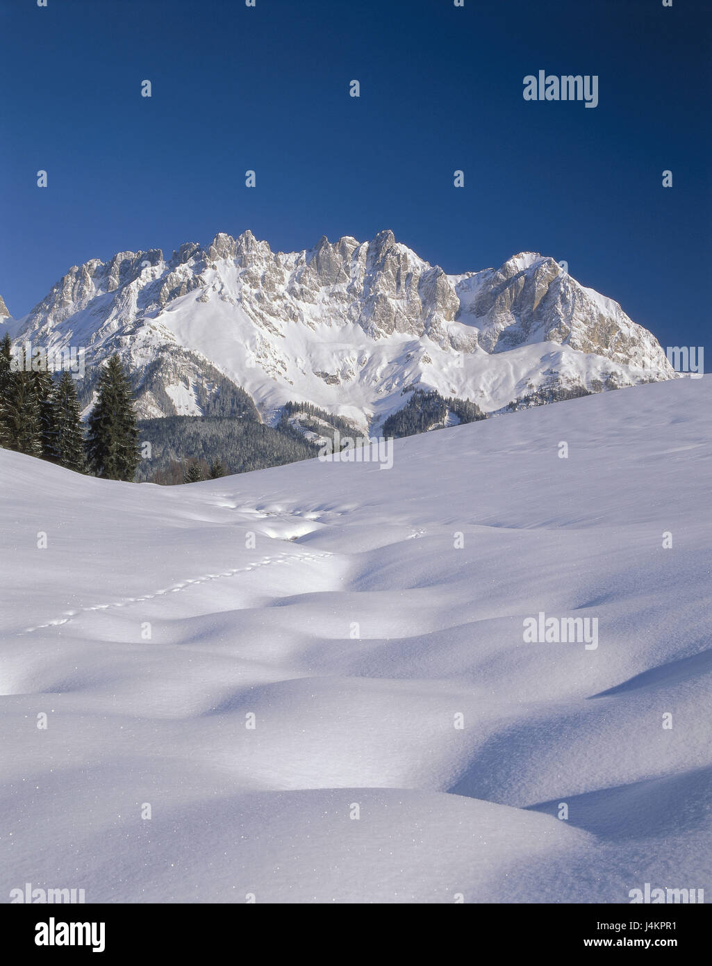 Austria, Tyrol, winter scenery, Kaisergebirge, close Kitzbuehel Europe ...