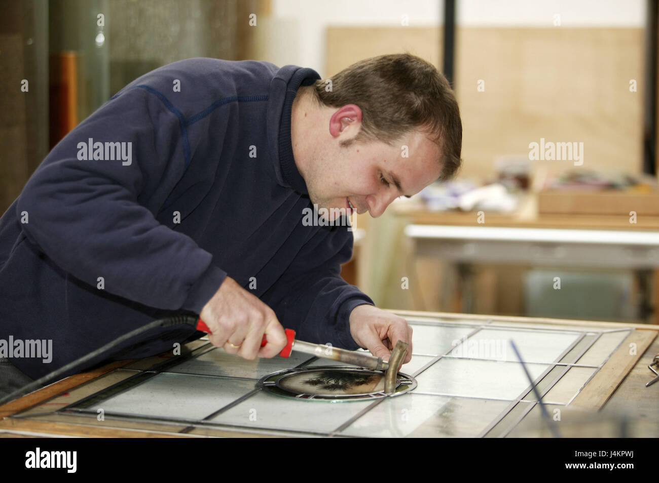 Garage, glazier, work, lead glazing glasswork, champion's company, art ...