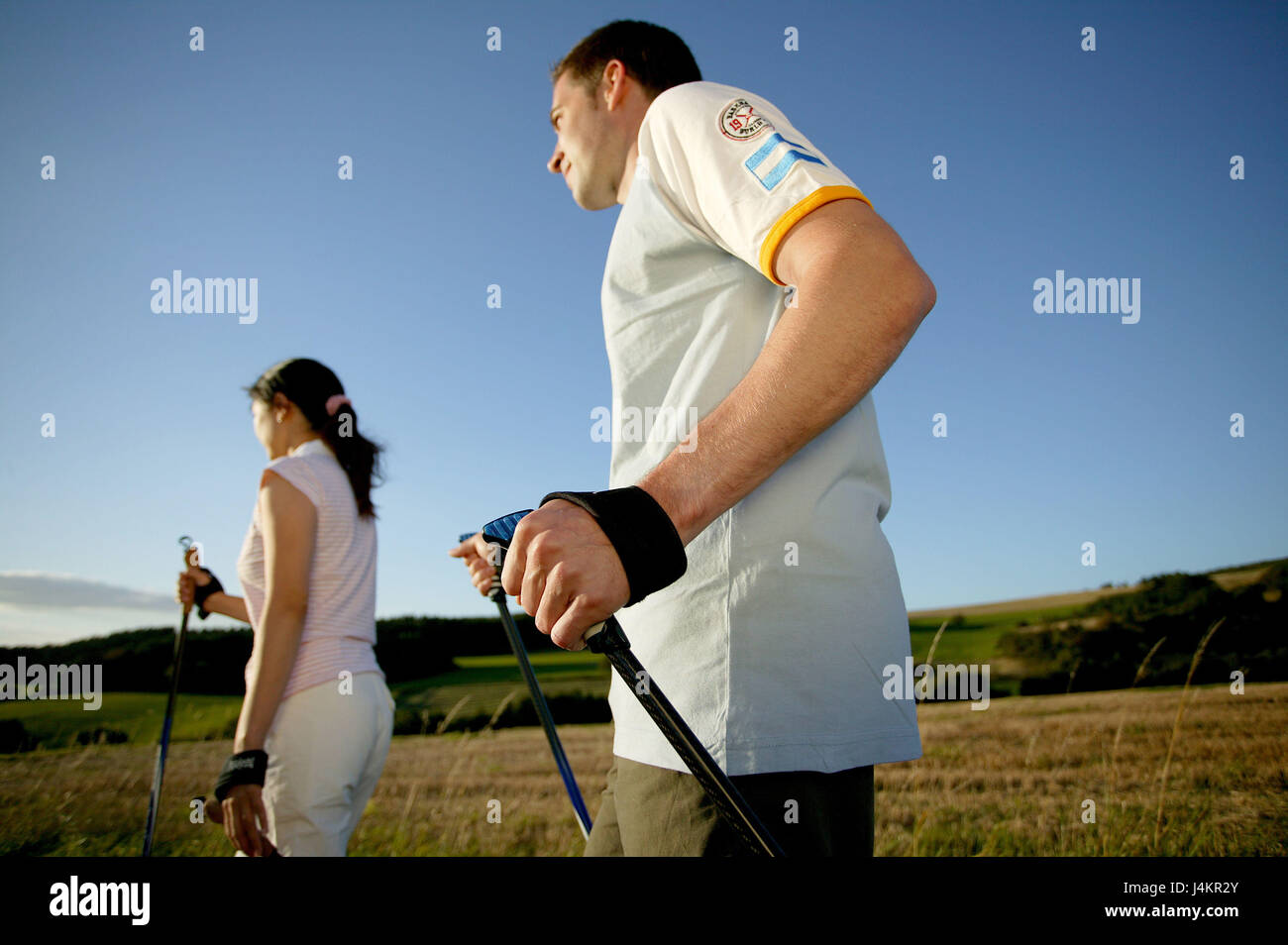 Couple, Nordic Walking, at the side , sportsman, sportily, together ...