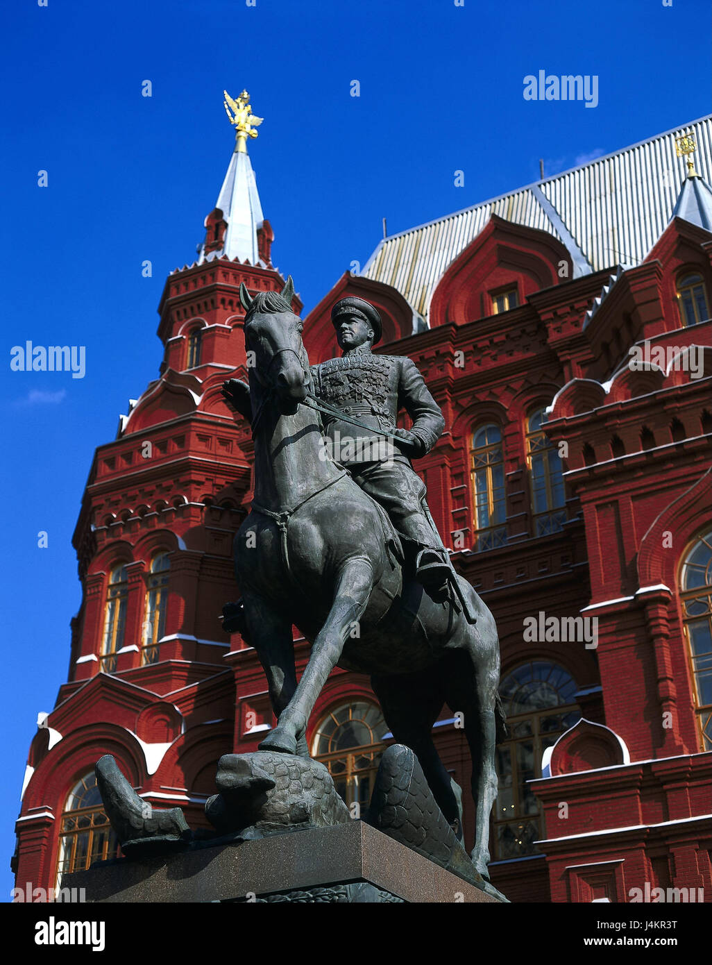 Russia, Moscow, red square, equestrian statue 'marshal Zhukow' capital ...