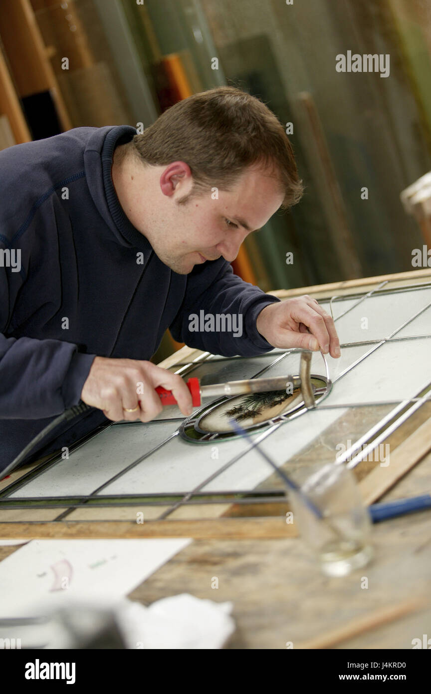 Garage, glazier, work, lead glazing glasswork, champion's company, art ...