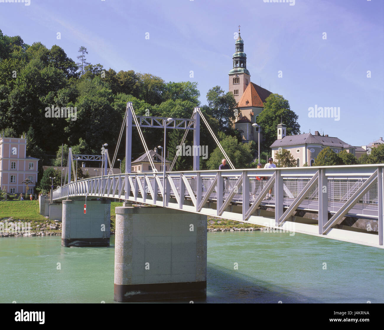Austria, city of Salzburg, Salzach, bridge, Müllner church Europe, town ...
