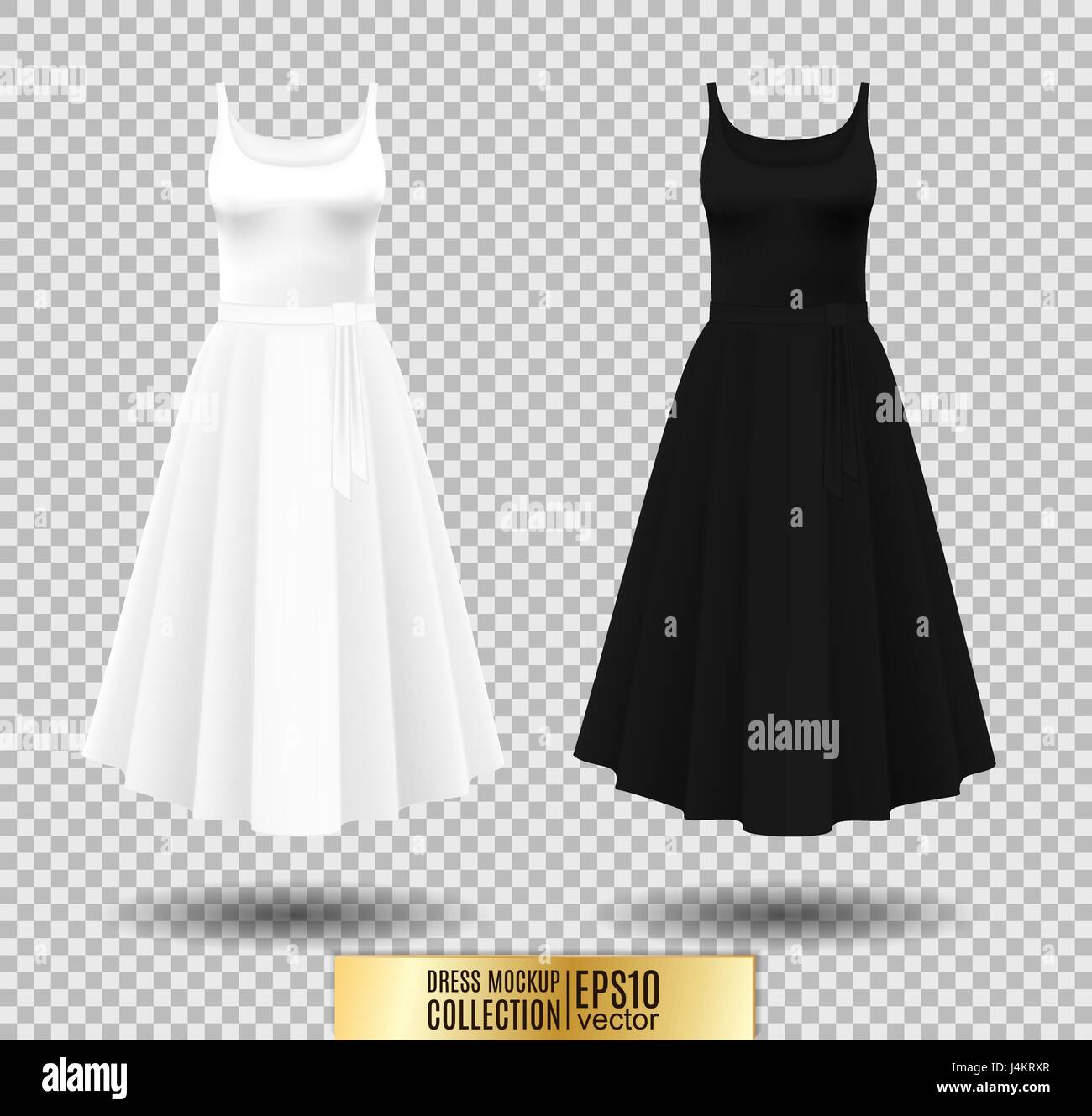 Women's dress mockup collection. Dress with long pleated skirt ...