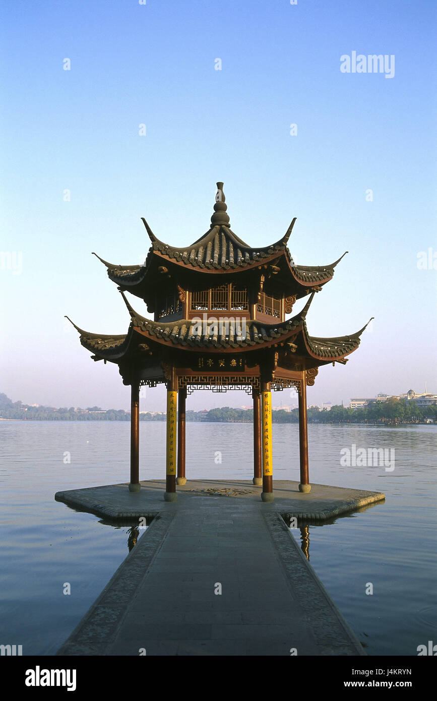 China, Zhejiang Province, Hangzhou, west lake, pavilion Asia, Eastern ...