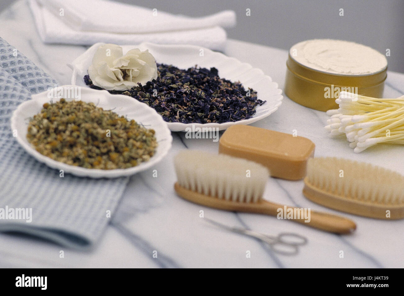 Nursing implements, bath products, baby brushes still life, object ...