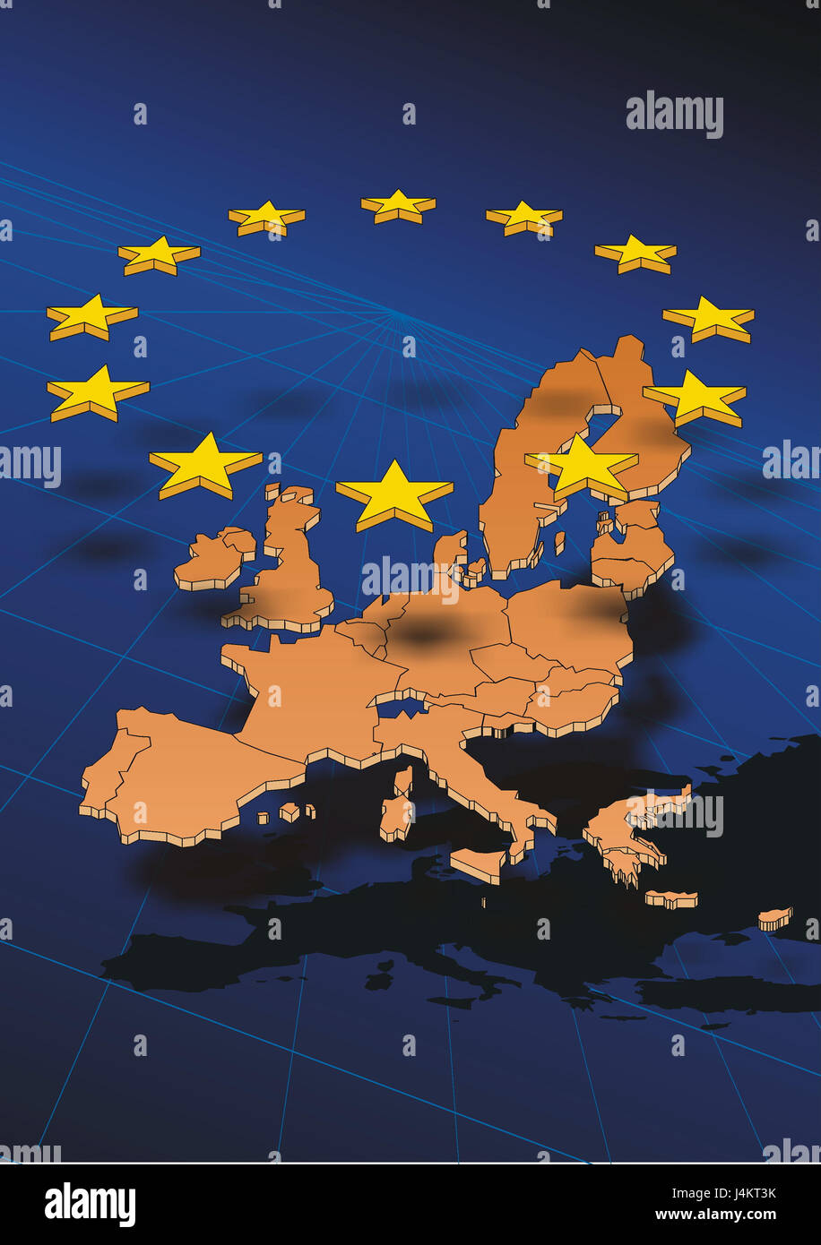 Computer graphics, the European Union, map, Europe, stars, float, co ...