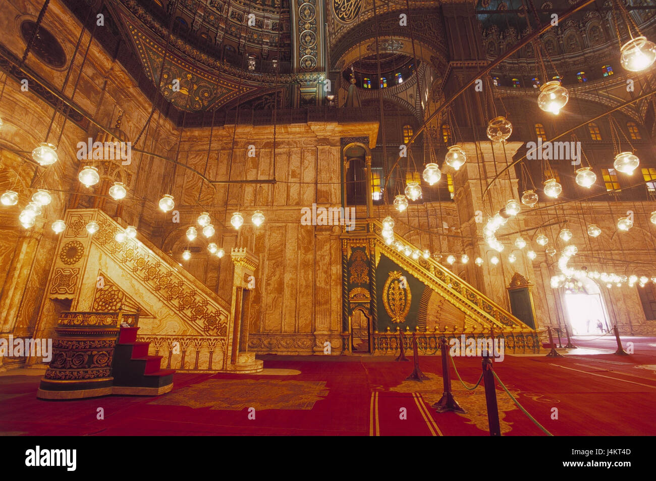 Egypt, Nile delta, Cairo, Mohamed Ali Moschee, interior shot inside ...
