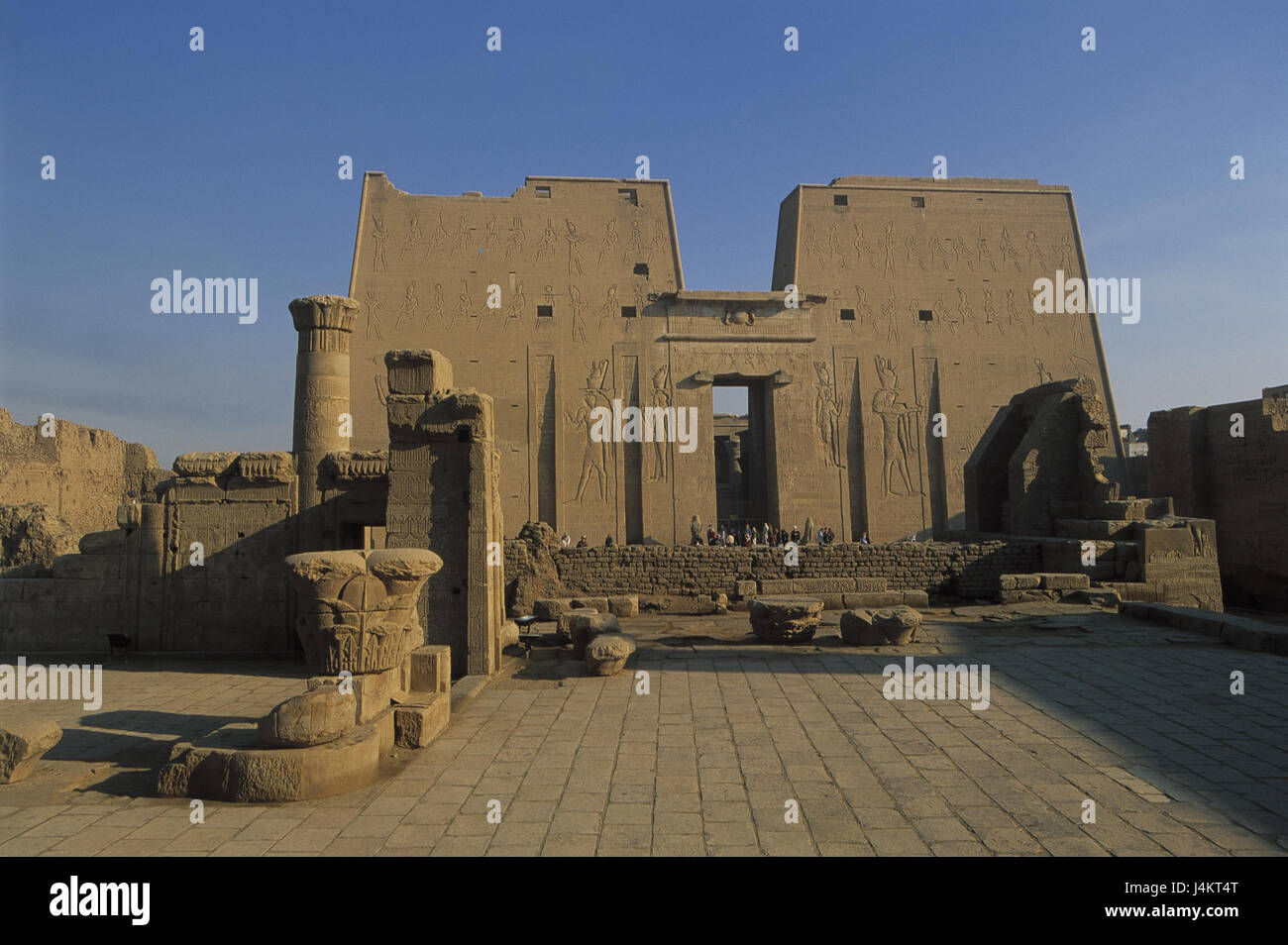 Egypt, Edfu, Horus temple pylon outside, Africa, East, place of ...