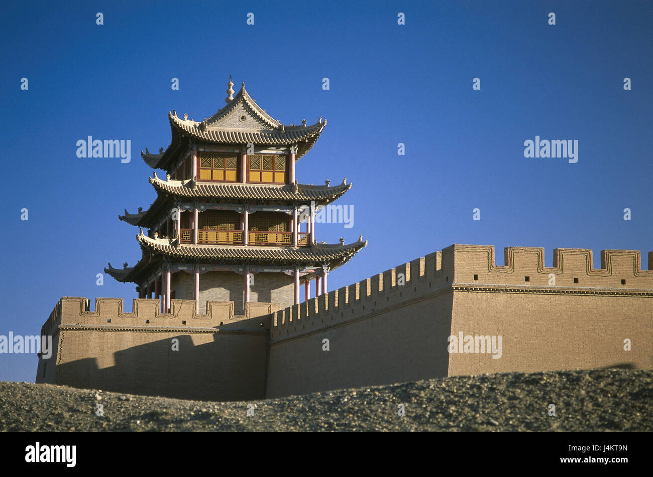 China, Gansu province, fortress Jiayuguan Asia, Eastern Asia, place of ...