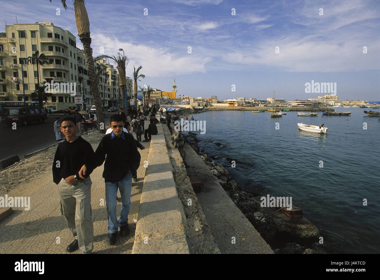Egypt, Nile delta, Alexandria, bank promenade, pedestrian outside ...