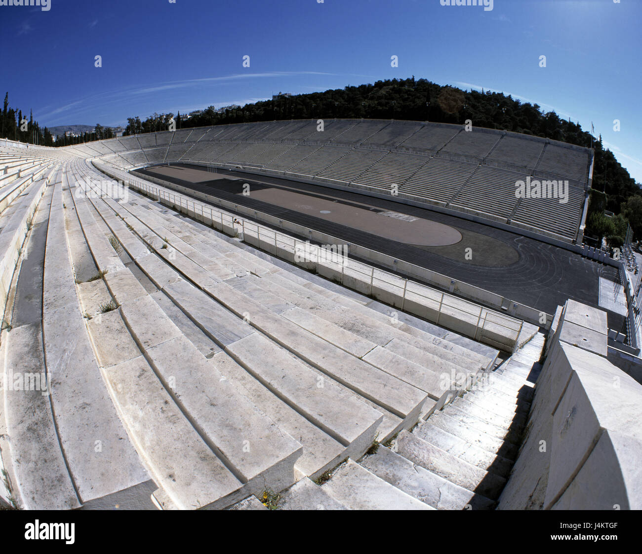 Greece, Athens, stadium, overview, Fisheye Europe, peninsula Attika ...