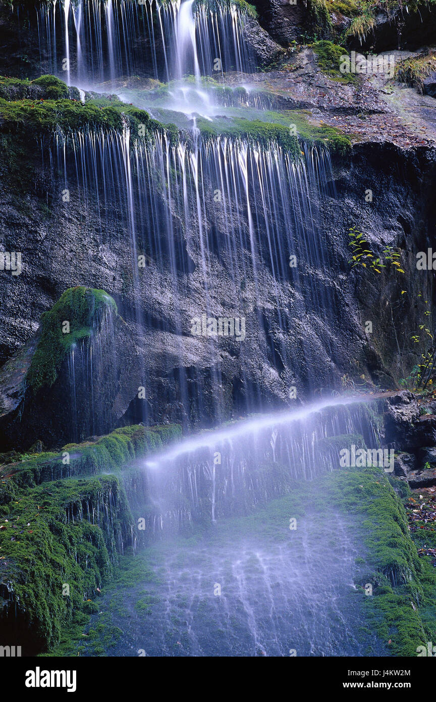 Rocks, bemoost, waterfall Germany, Berchtesgaden, Wim's brook gorge ...