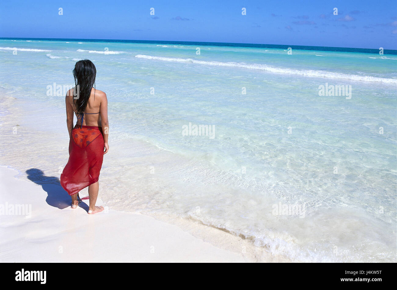 Cuba Cayo Coco Playa Pilar Woman Bikini Stand Beach Back View No Model Release The