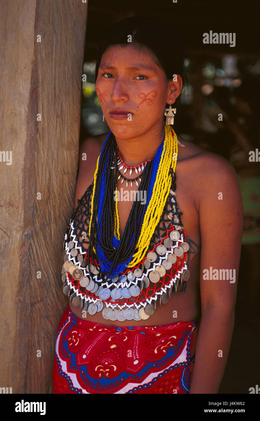 Panama Chagres National Park Embera Indian Woman Half Portrait No