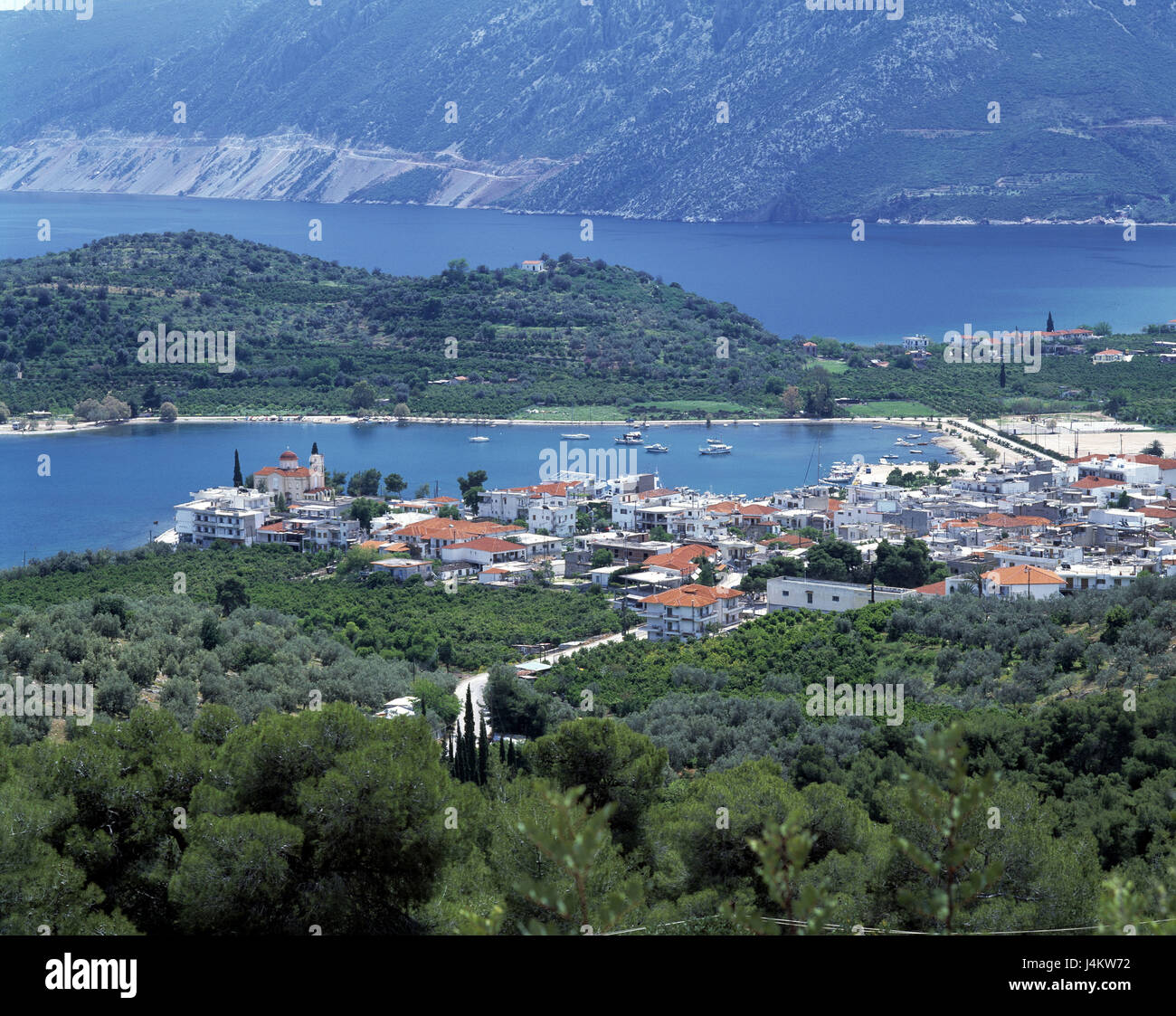 Greece, the Peloponnesus, Epidauros, local overview, coast Europe ...