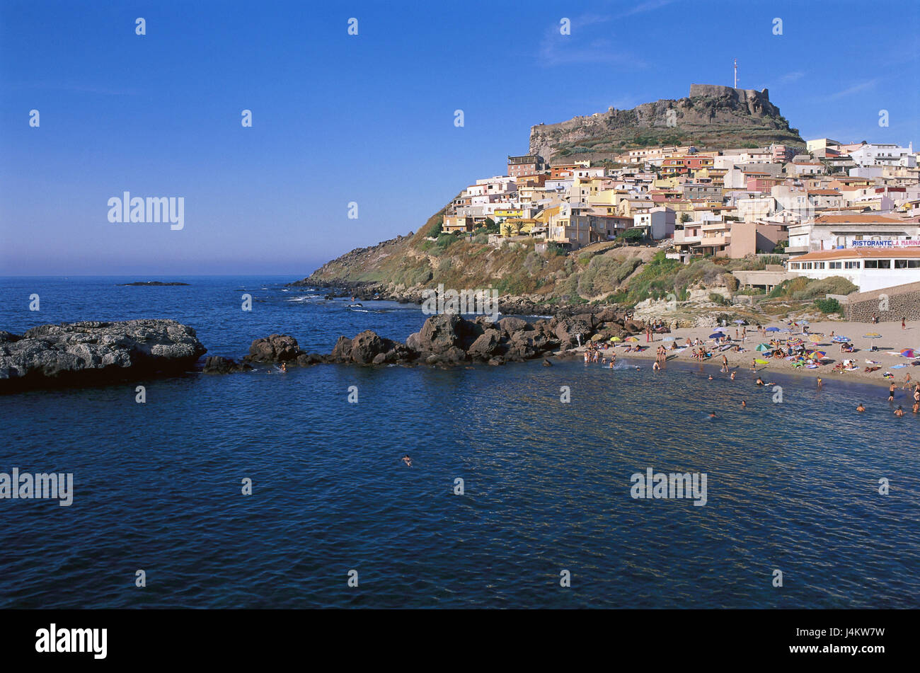 Italy, Sardinia, Castelsardo, local view, beach Europe, the ...