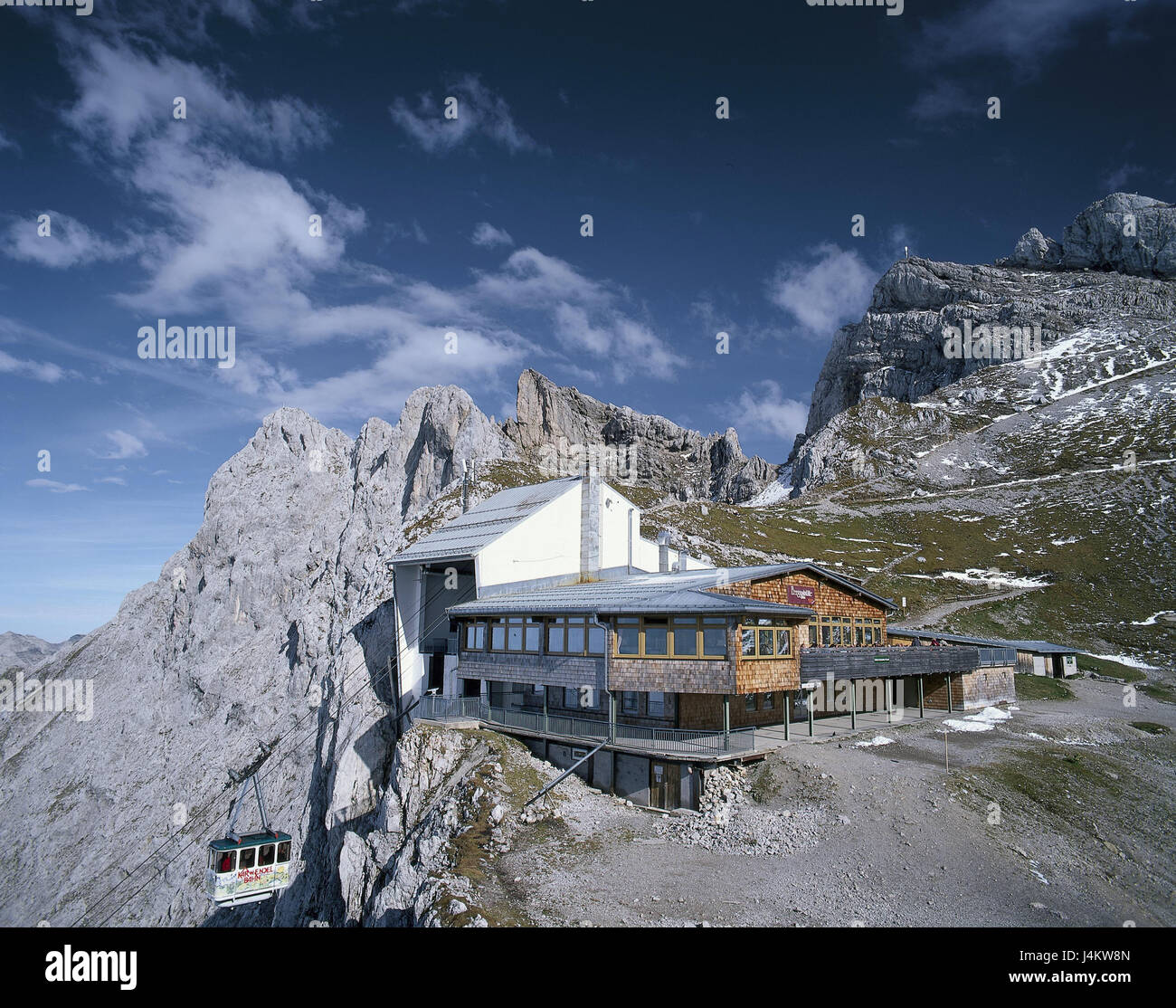 Germany, Upper Bavaria, Mittenwald, Karwendel, top terminal, cable car ...
