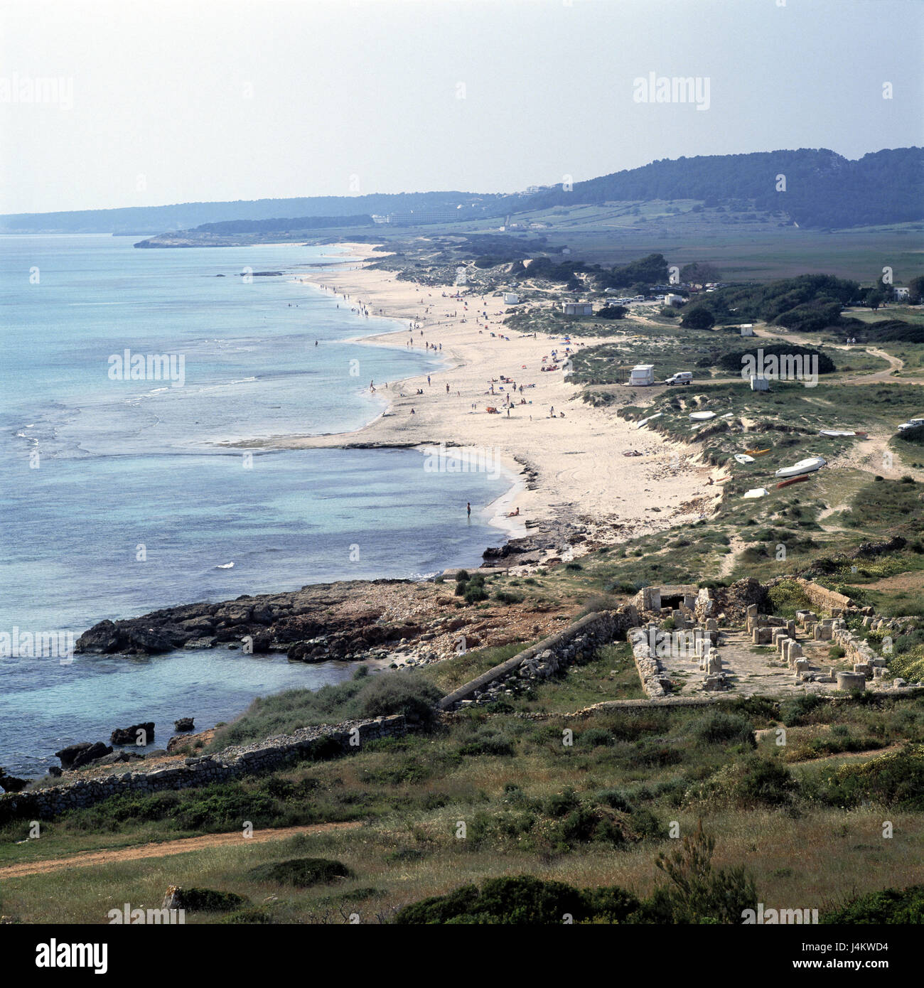 Spain, island Menorca, Son Bou, coastal scenery, basilica, ruin ...
