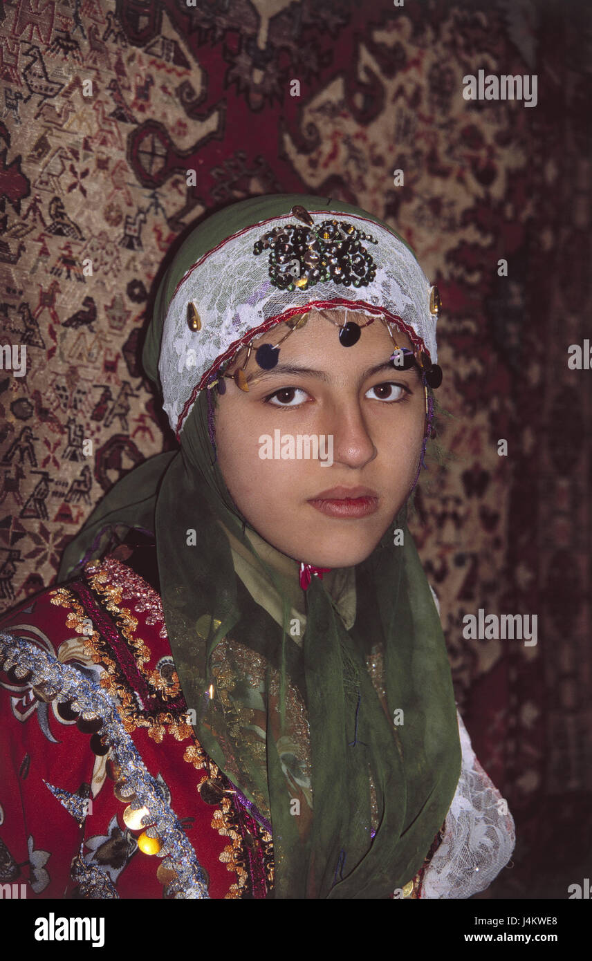 Iran, nomad's girl, traditionally, portrait the Near East, child, young ...