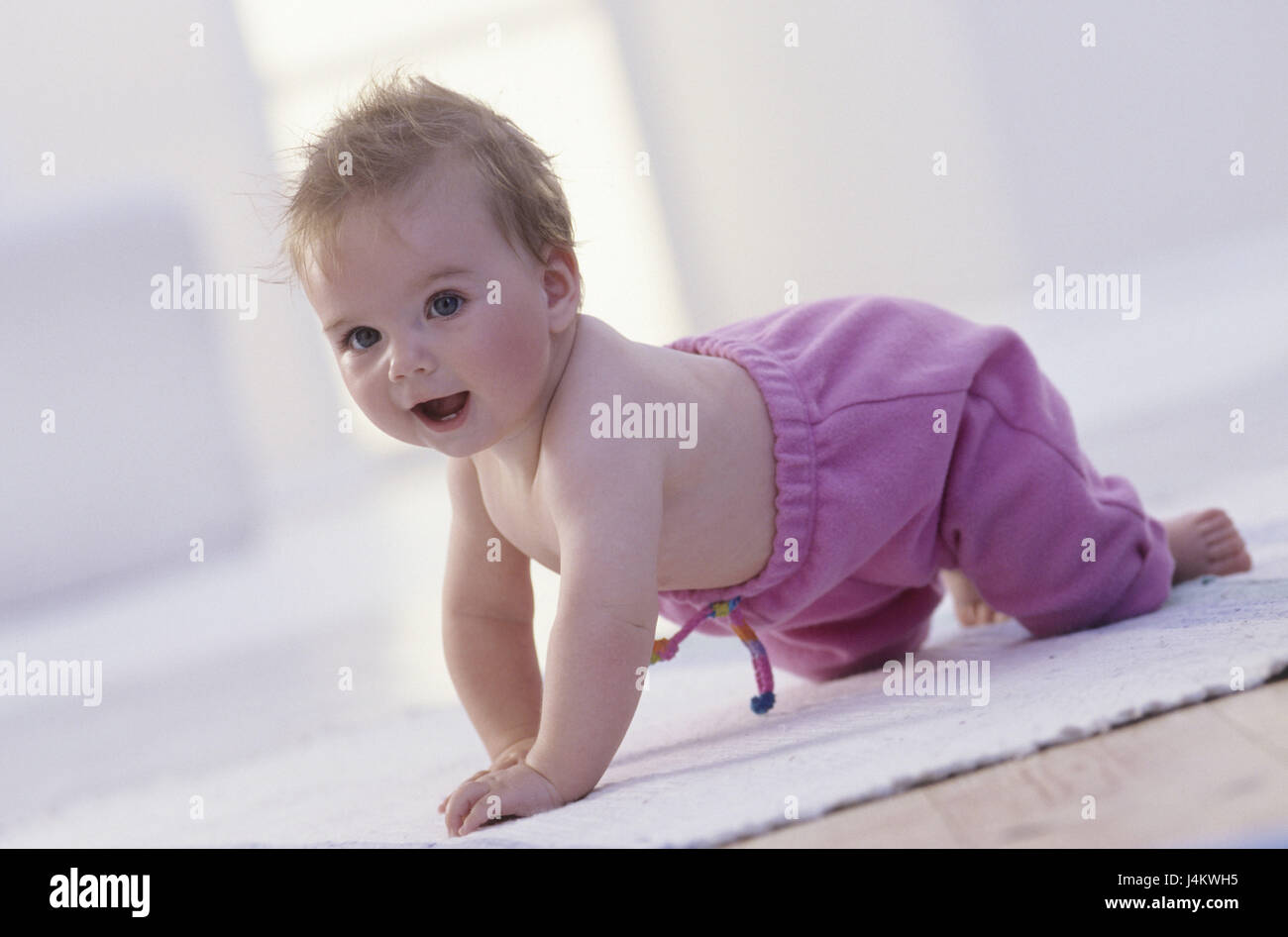 Baby, blond, smile, tickle child, small, 8 months, infant, colour of ...