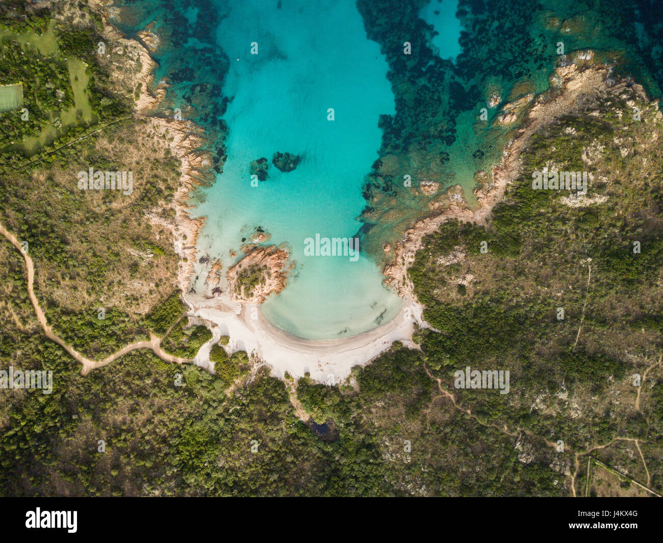 Aerial view of the Sardinian Emerald Coast, with its turquoise sea ...
