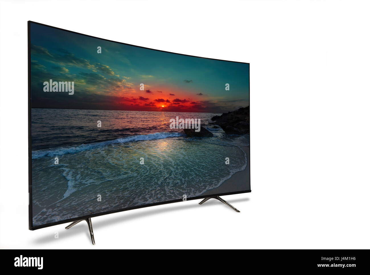 4k monitor isolated on white. Isometric view. TV panoramic on the ...