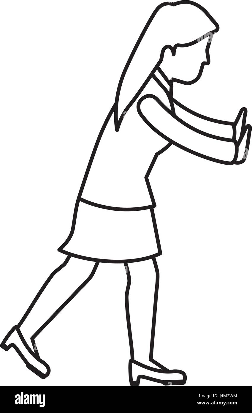 Business woman pushing Stock Vector Image & Art - Alamy