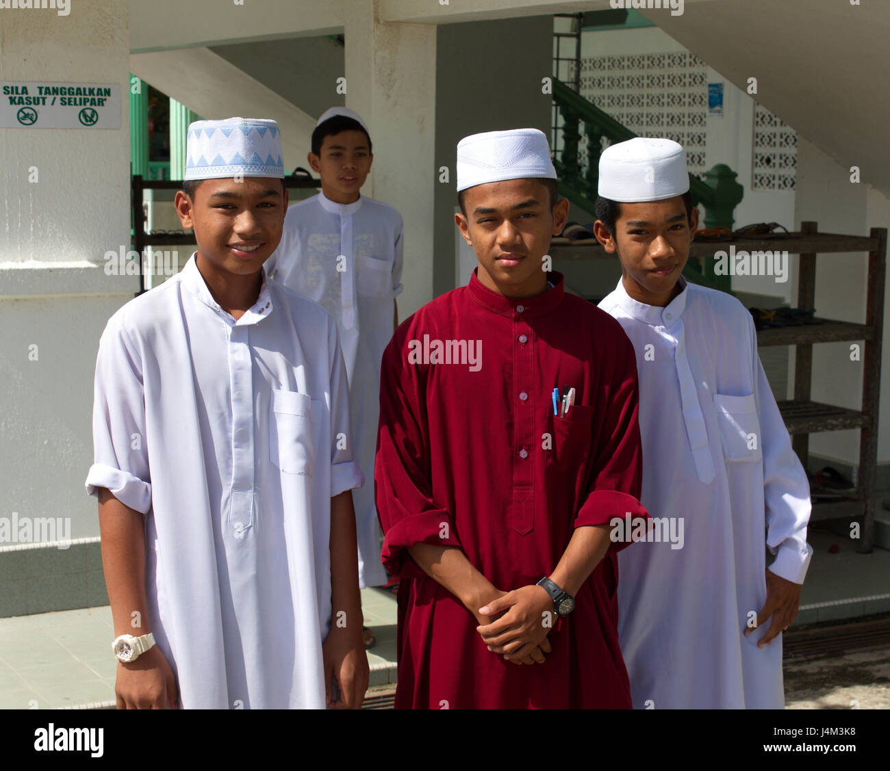 Students at the Islamic secondary school of Rusila Mosque at Marang ...