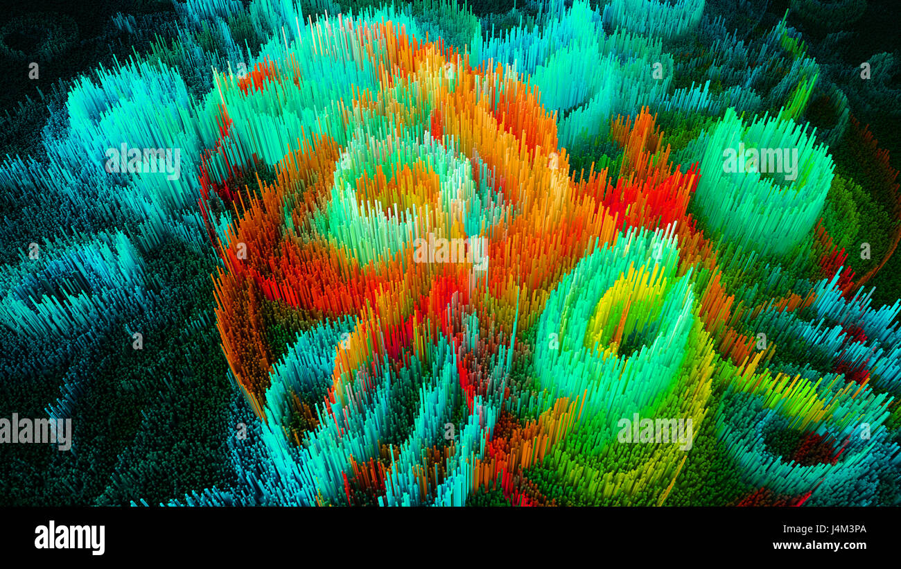 3D illustration of abstract macro render structure made of millions ...