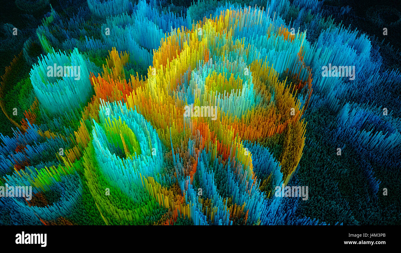 3D illustration of abstract macro render structure made of millions ...