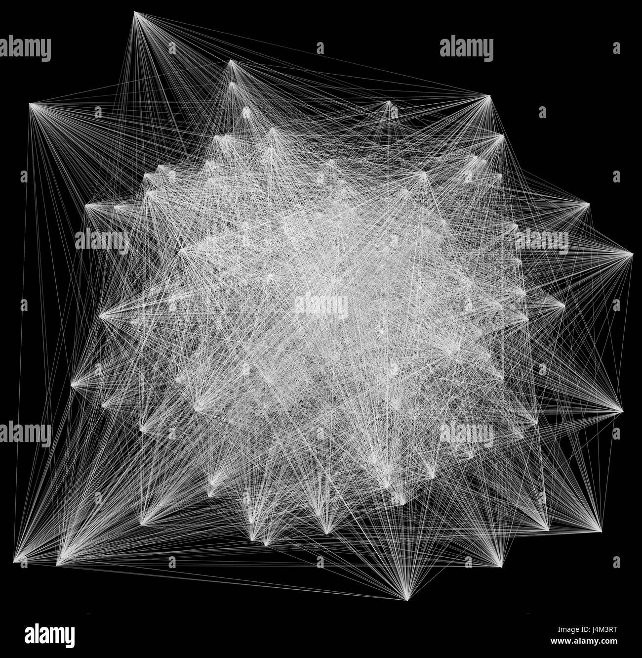 3D illustration of geometric sheme connection structure on black ...