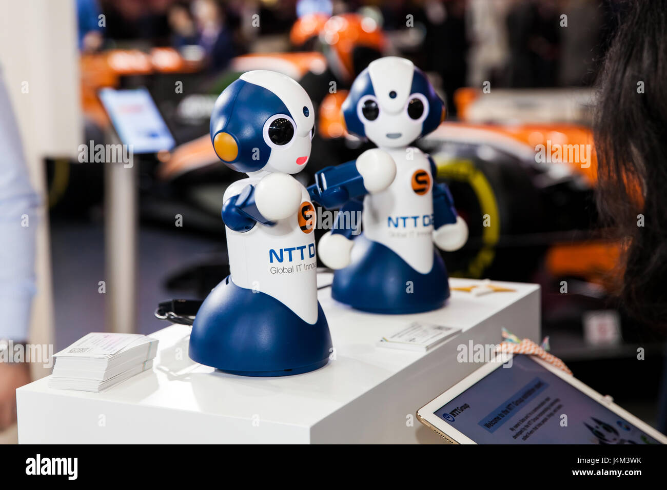 Hannover, Germany - March, 2017: Exhibition stand of NTT Group comapany ...