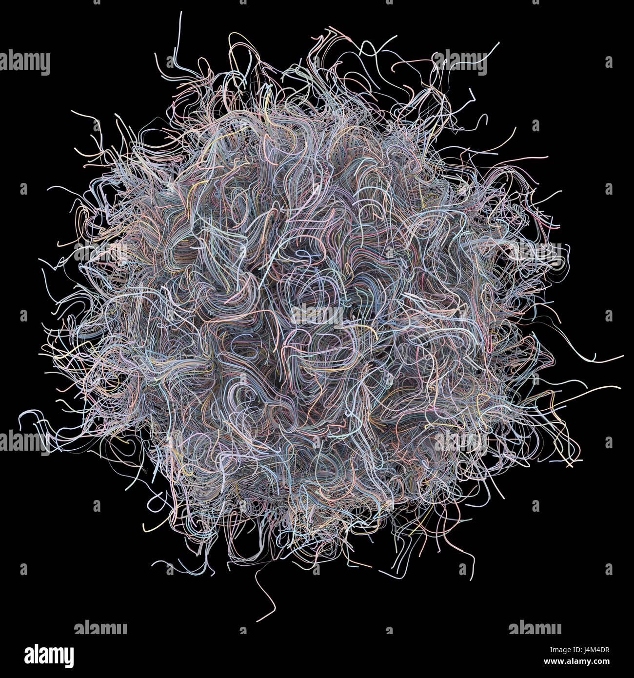 3D rendered abstract fiber ball on black background Stock Photo - Alamy