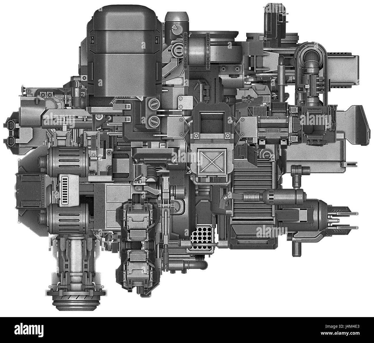 3d illustration of abstract industrial equipment technology mechanism ...